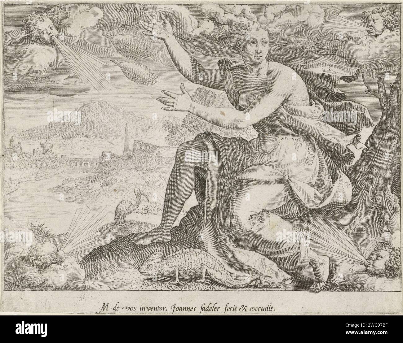 Air, Johann Sadeler (I), After Maerten de Vos, 1560 - 1600 print The ...