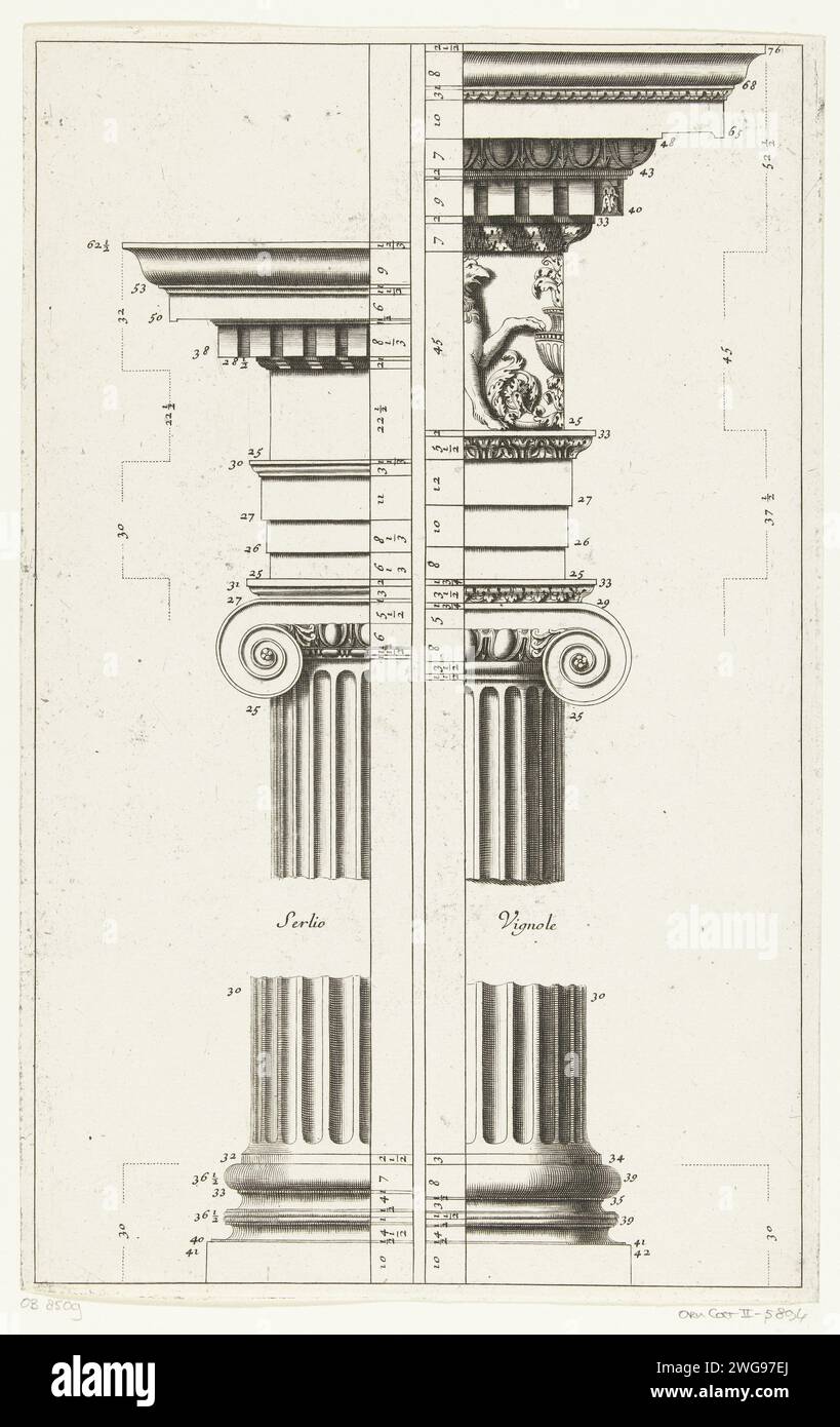 Ionian order, part of column with pedestal and main frame, after 1616 ...
