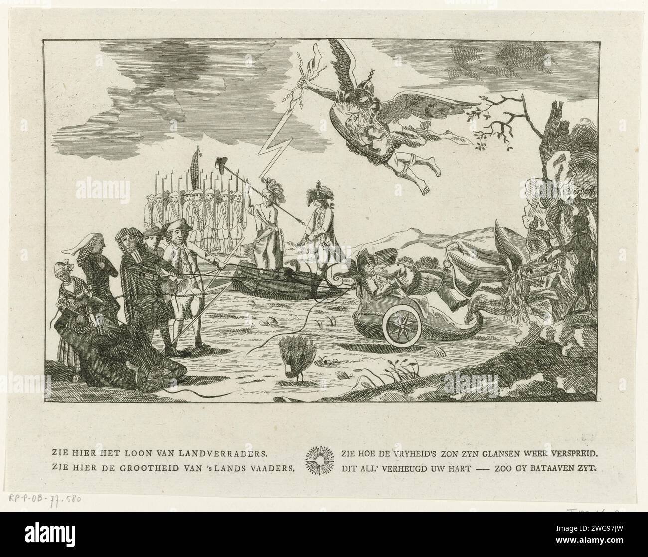 De Hellevaart of a traitor, 1784, 1784 print Cartoon on the departure ...
