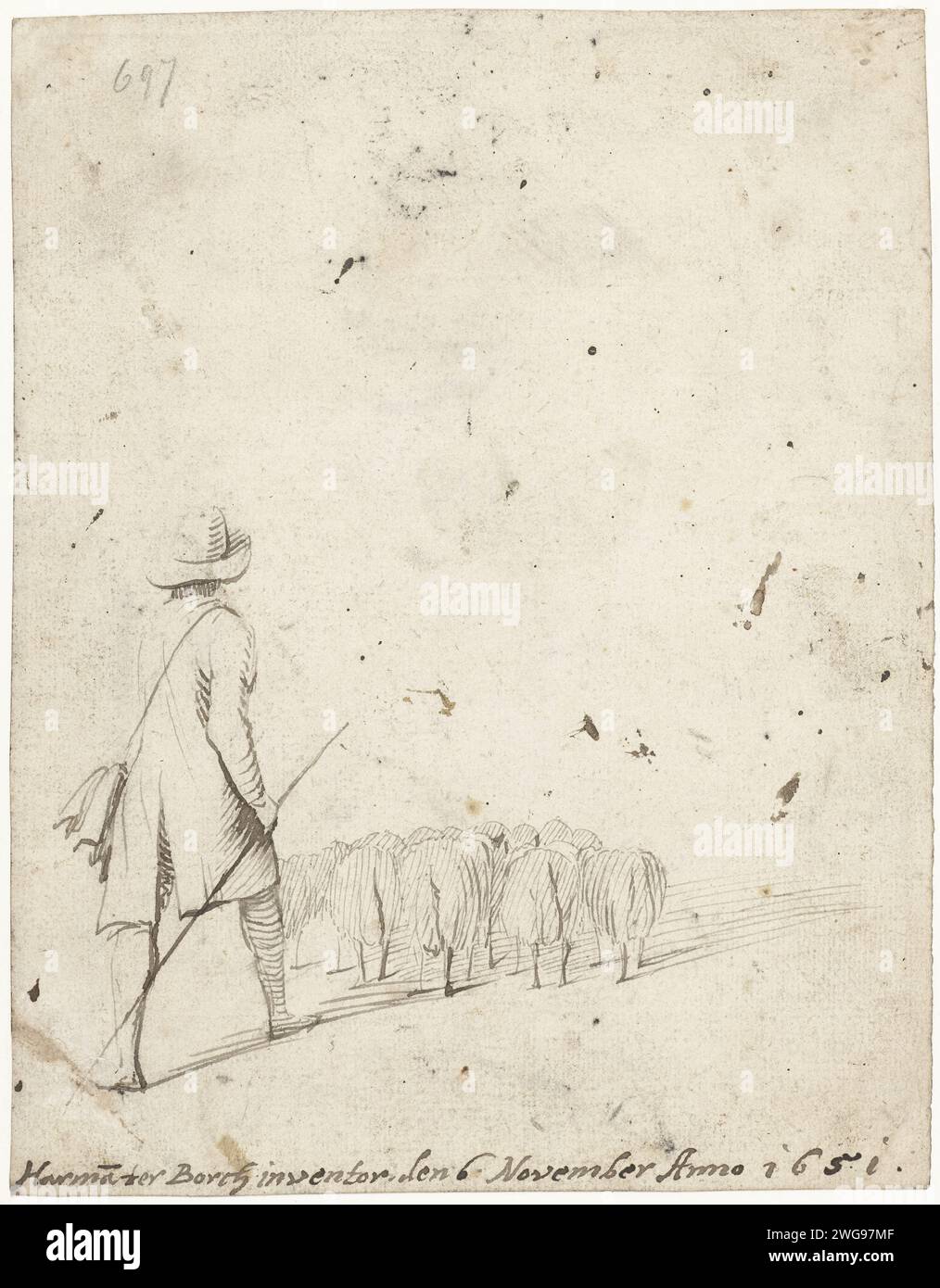 Shepherd and sheep historical drawing hi-res stock photography and ...