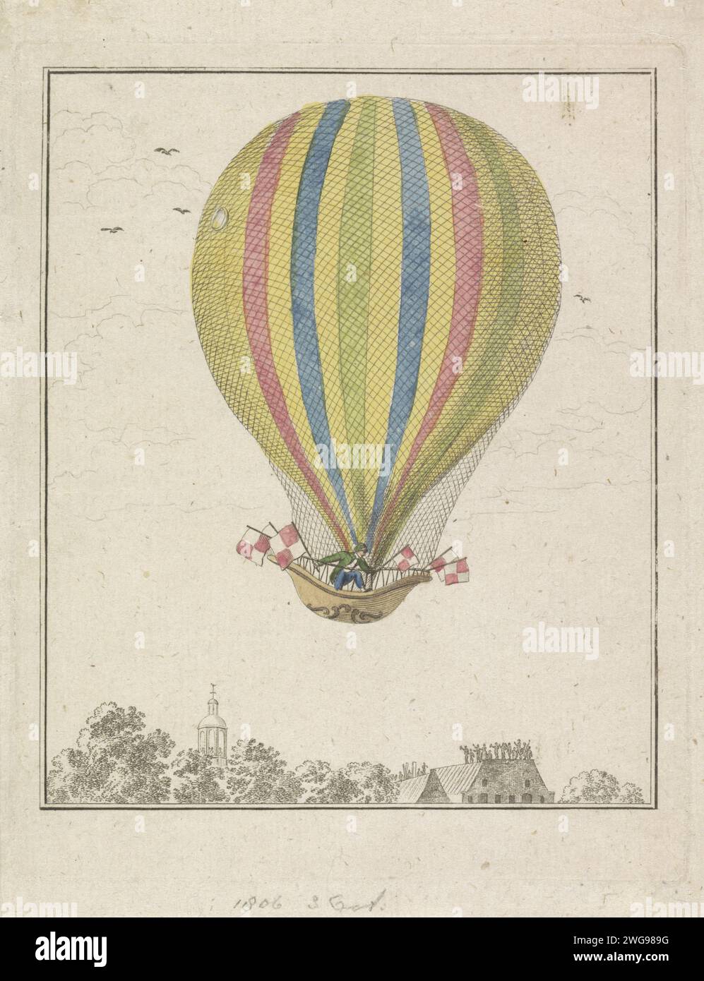 Balloon of Mr. Augustin, 1806, Anonymous, 1806 - 1807 print The sixth ...