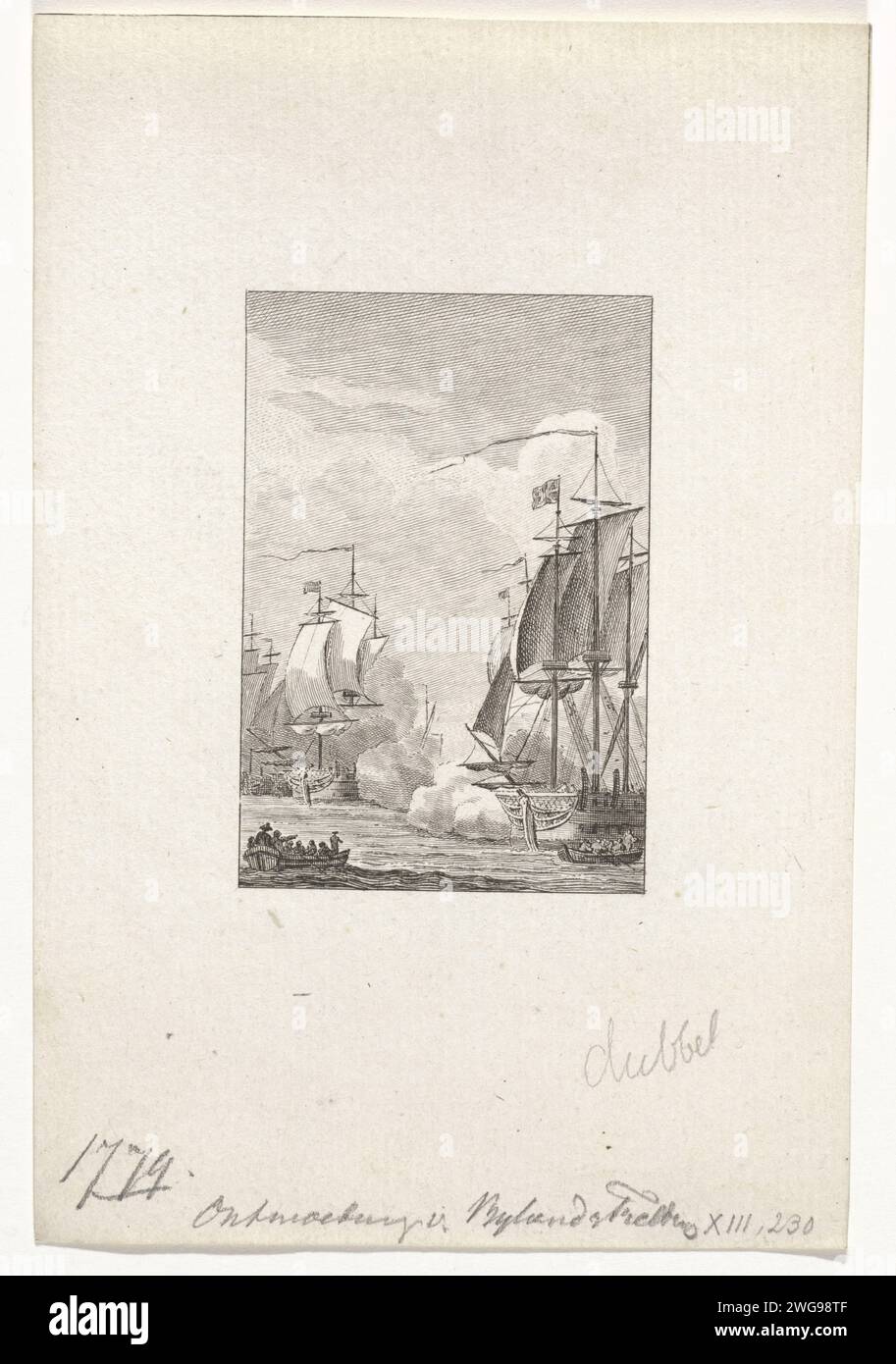 Meeting between Fielding and Van Bylandt, 1779, Reinier Vinkeles (I ...