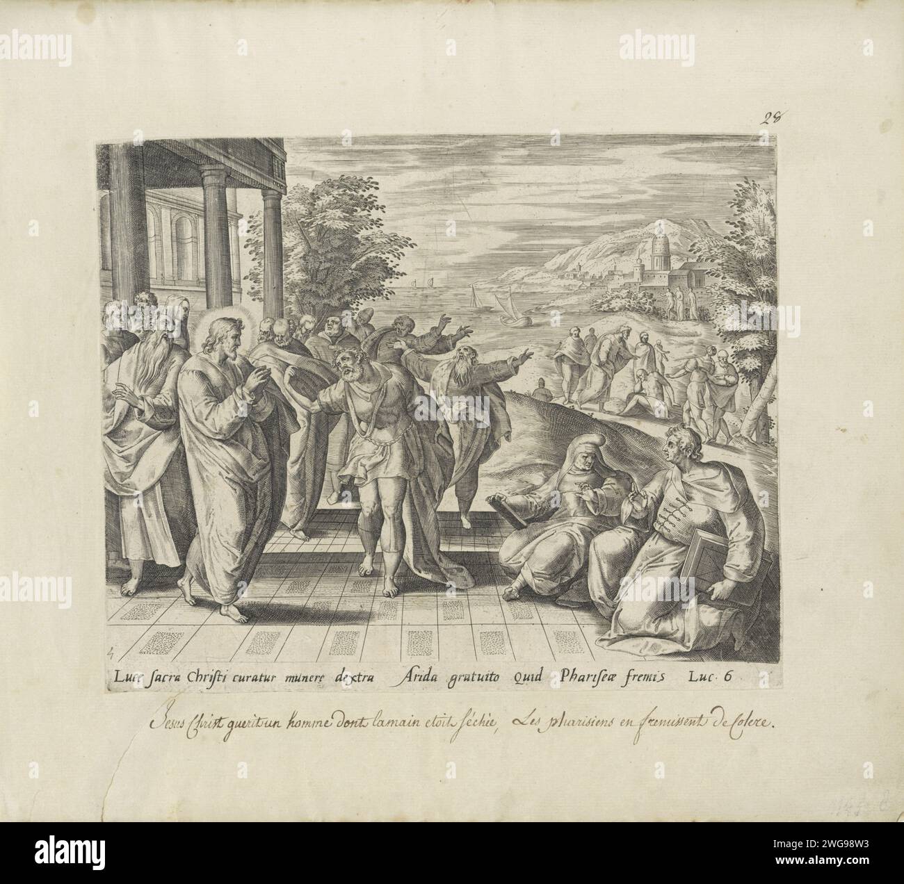 Christ heals a man with a shriveled hand, Johannes Wierix, after Jan ...