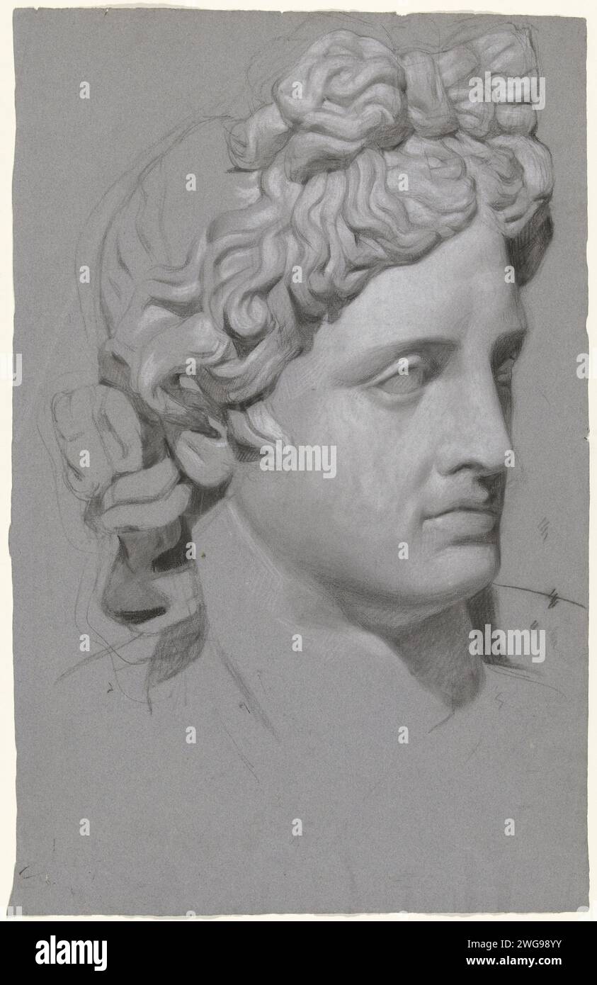 Gips model of the head of a man, Anonymous, 1700 - 1800 drawing paper ...