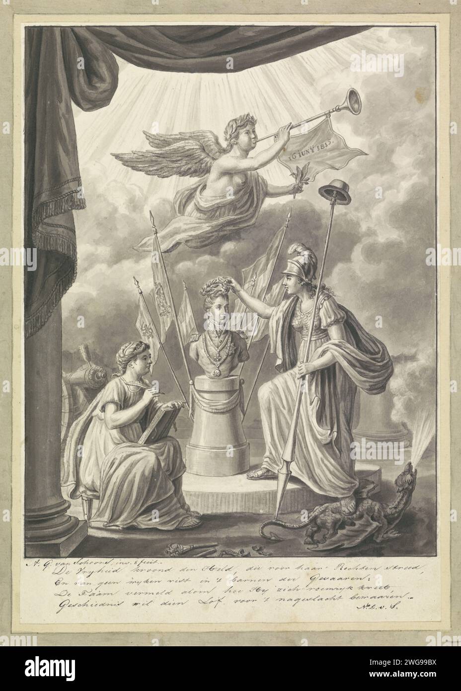 Allegory on the bravery of the Prince of Orange, 1815, Adrianus ...