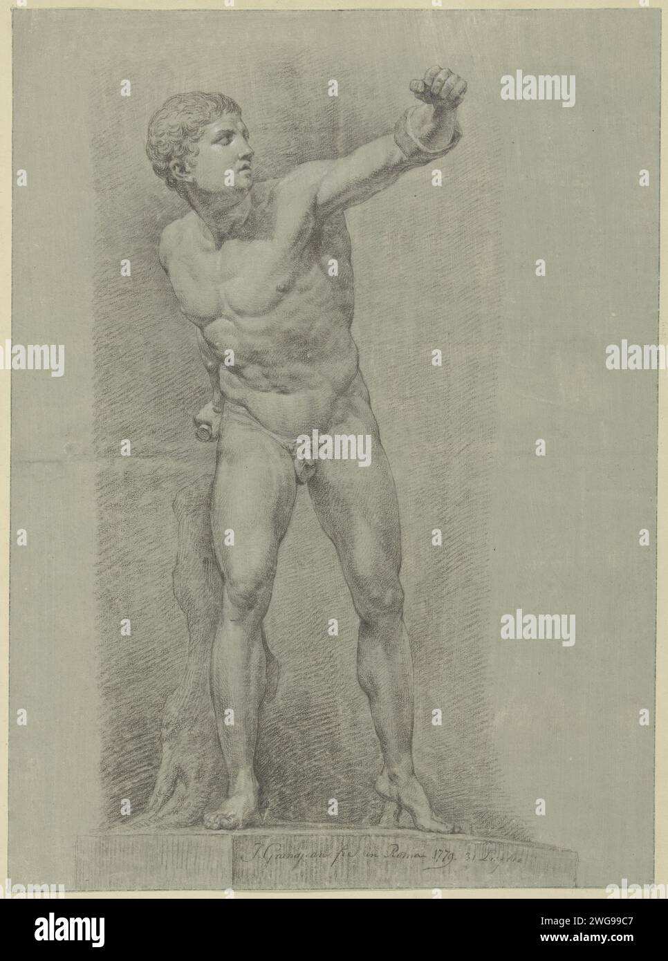Study into the statue of a boxer, Jean Grandjean, After Anonymous, 1779 ...
