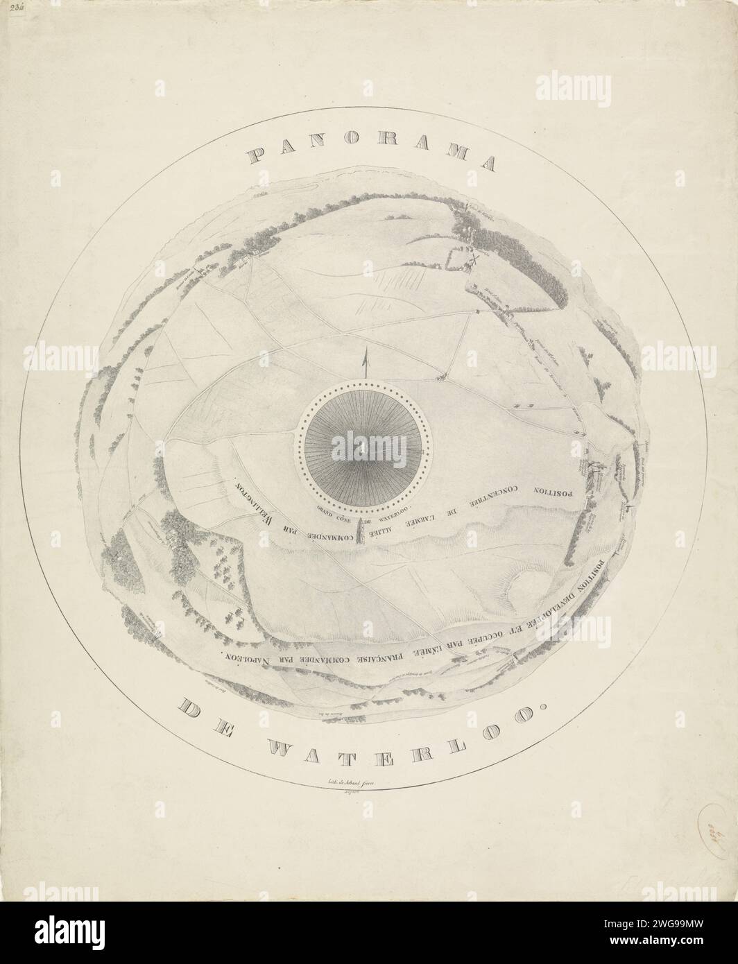 Panorama of the site of the battlefield of Waterloo, 1815, Jobard ...