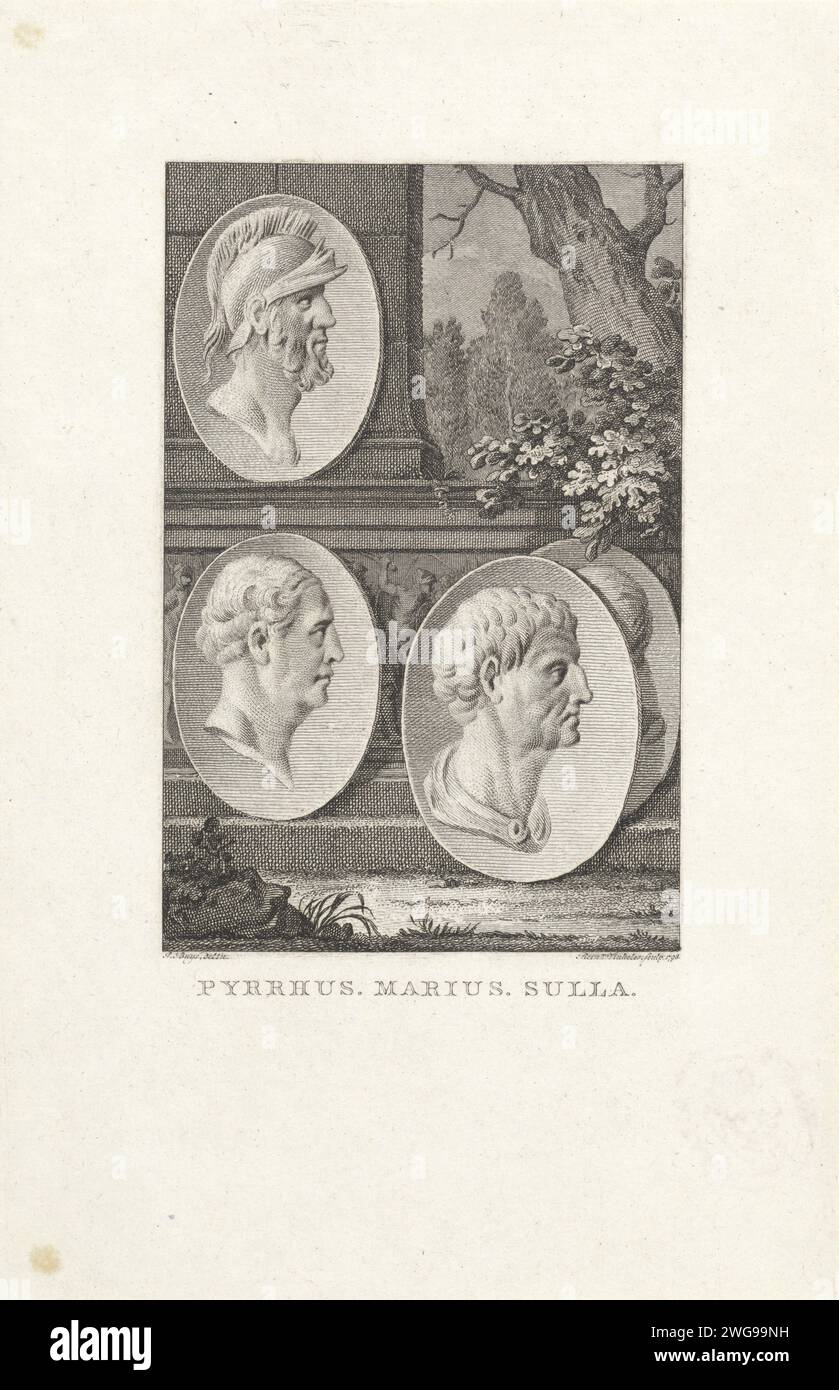 Medallions with portraits of Pyrrhus, Gaius Marius, Sulla, Reinier ...