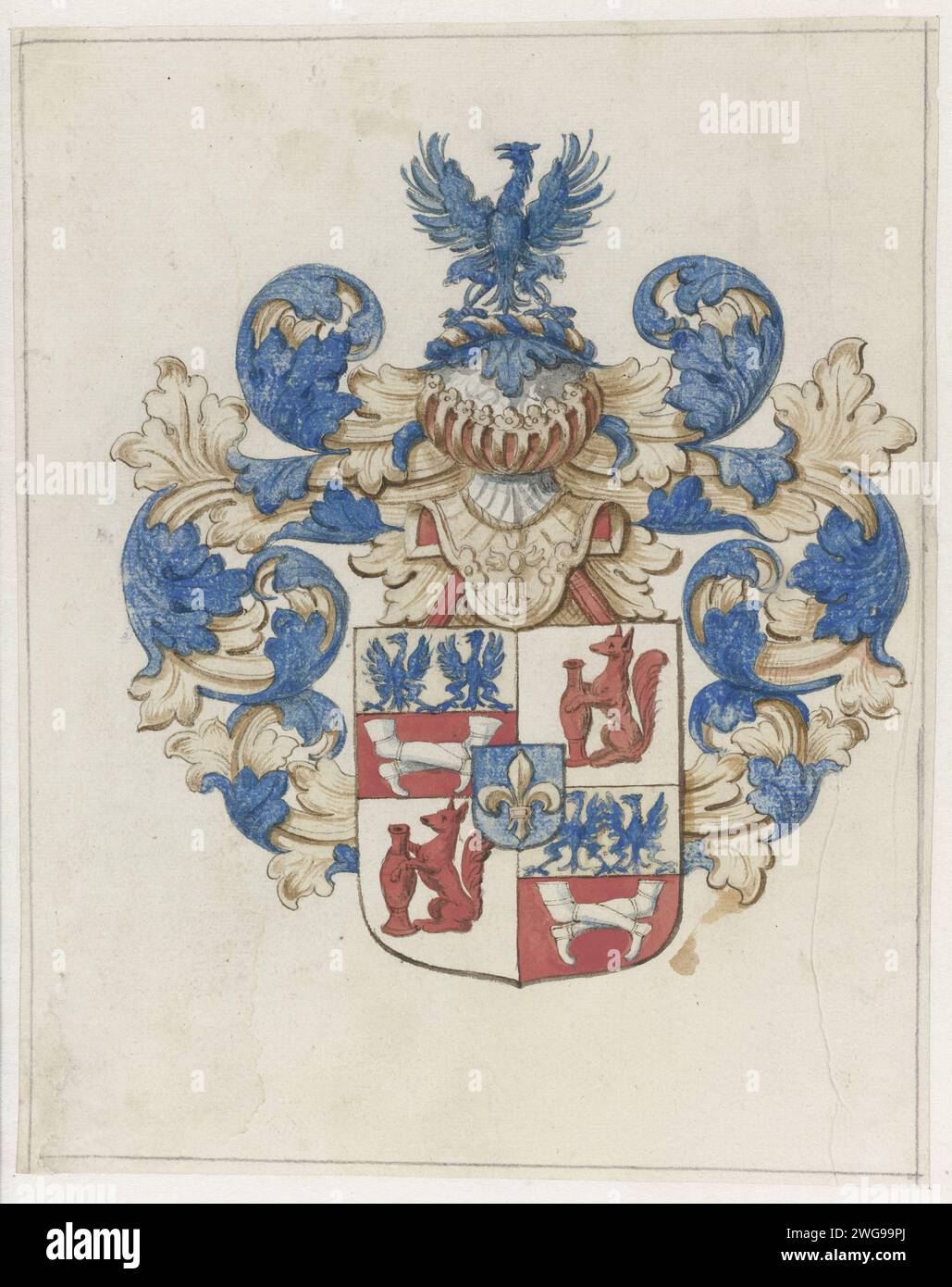 Coat of arms of Laurens Buysero, Pieter Jansz, 1660 - 1672 drawing ...