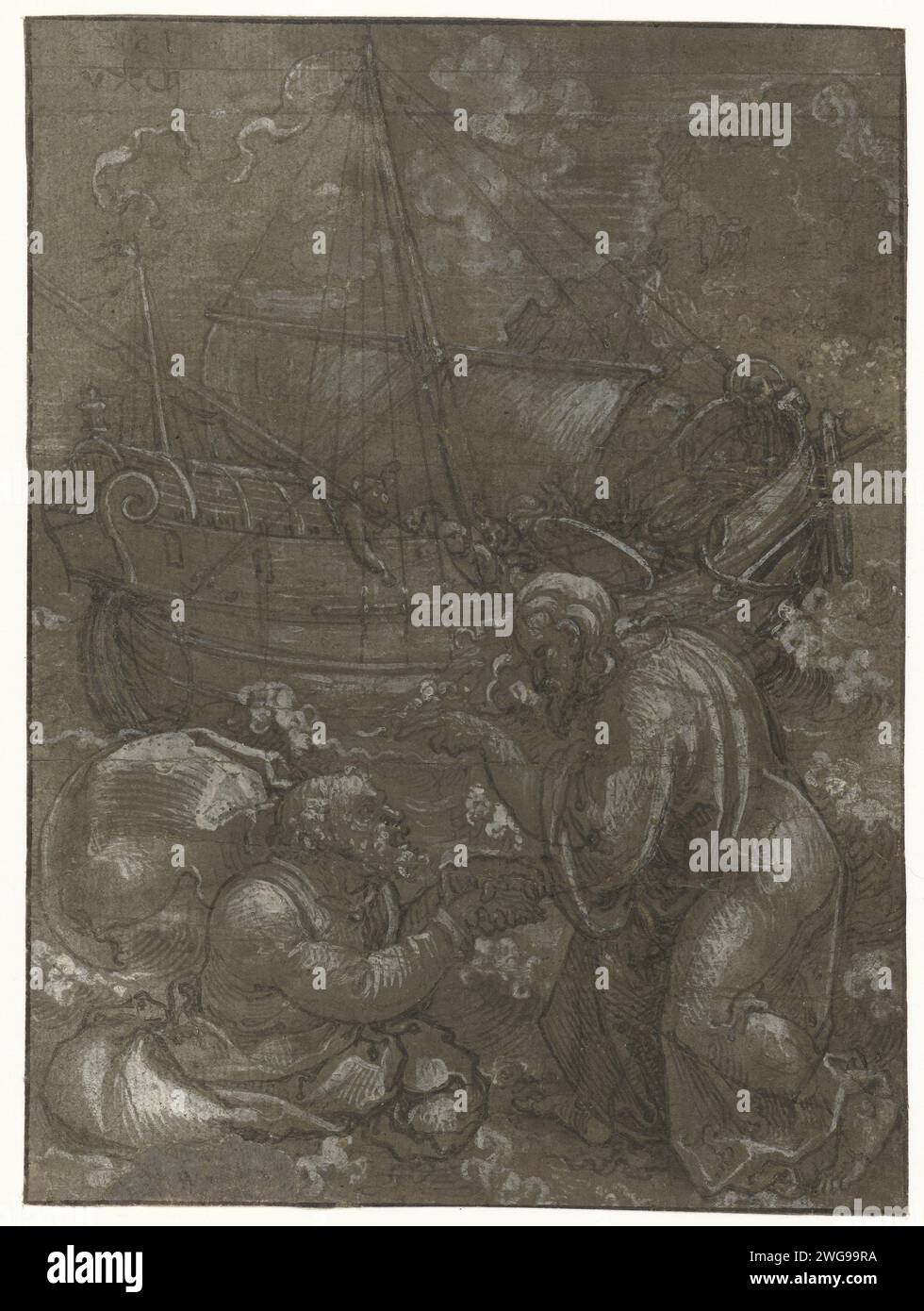Rescue by Peter by Christ, Dirck Vellert, 1525 drawing Design for a ...