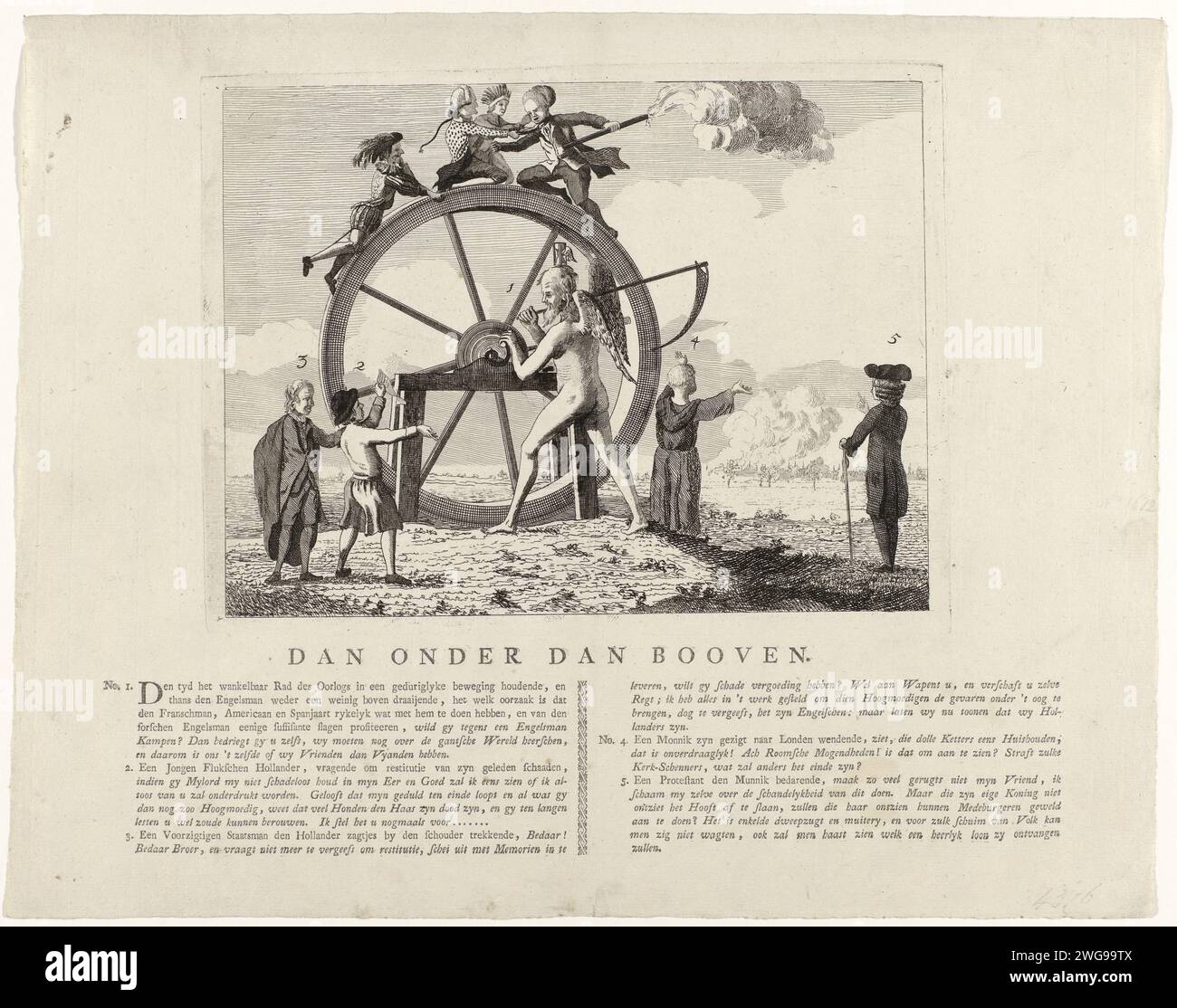 Cartoon with the British problems on the wheel of time ca. 1780 ...