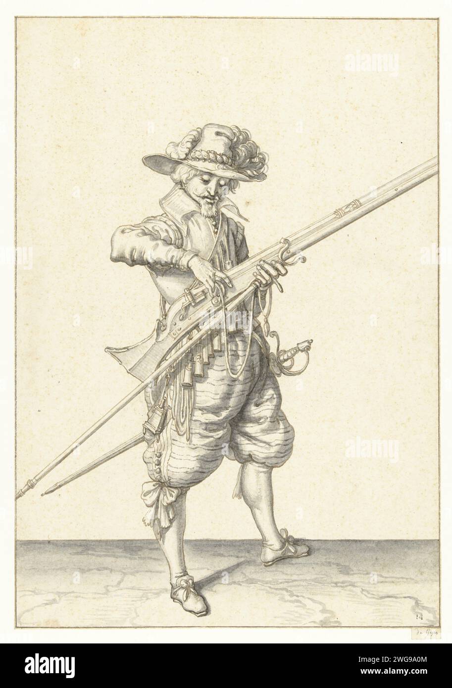 Soldier who loosens his wick from the rooster from his musket, Jacques ...