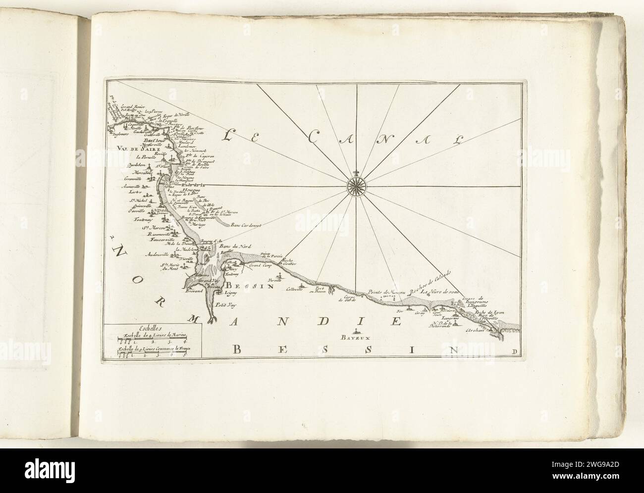 Map of the French coast between Barfleur and Bayeux, ca. 1702, 1702 ...