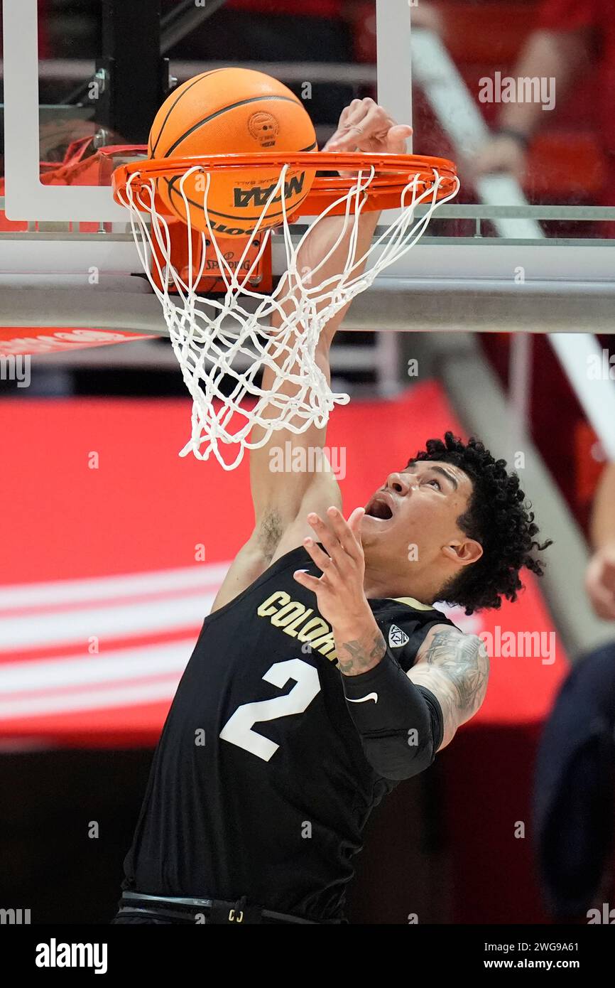 Colorado guard KJ Simpson dunks against Utah during the second half of ...