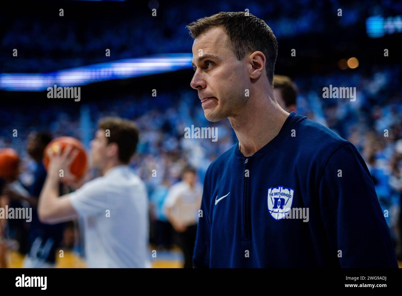 February 3, 2024: Duke Blue Devils head coach Jon Scheyer walks out for ...