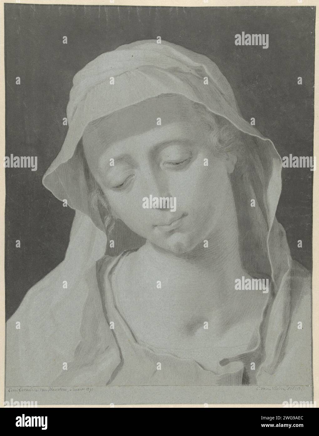 Head of a veiled woman, Cornelis van Noorde, after Cornelis Cornelisz ...