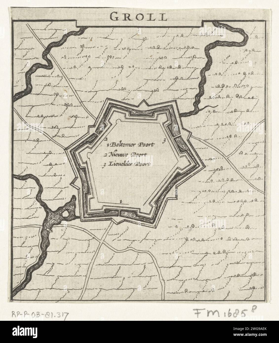 Map of Groenlo, 1631-1632, 1632 - 1649 print Map of Groenlo. With ...