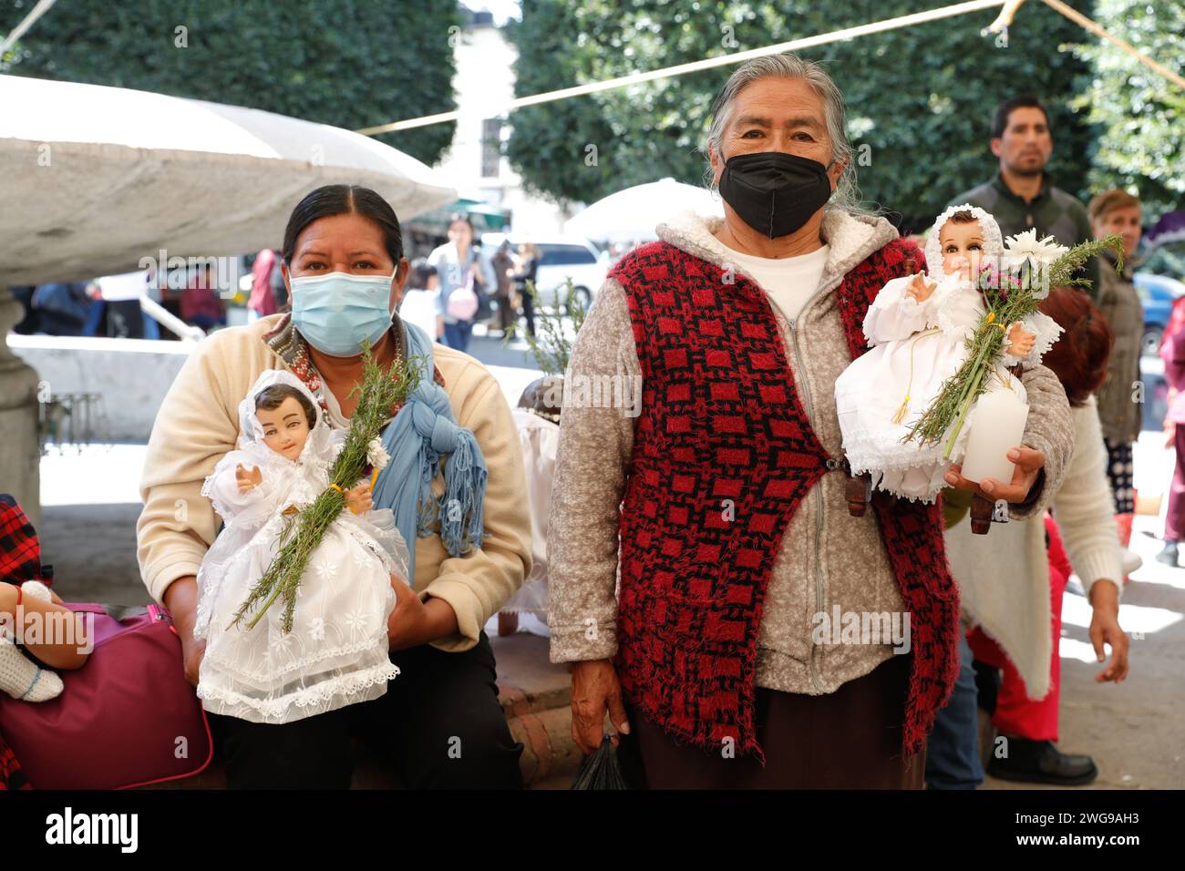 Tlaxcala de Xicotencatl, Mexico. 2nd Feb, 2024. Catholic devotees cooed ...