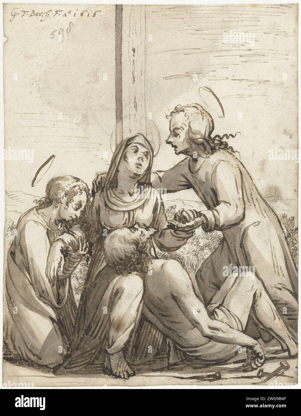 Beweling of the body of Christ, 1616 drawing Zwolle paper. ink. chalk ...