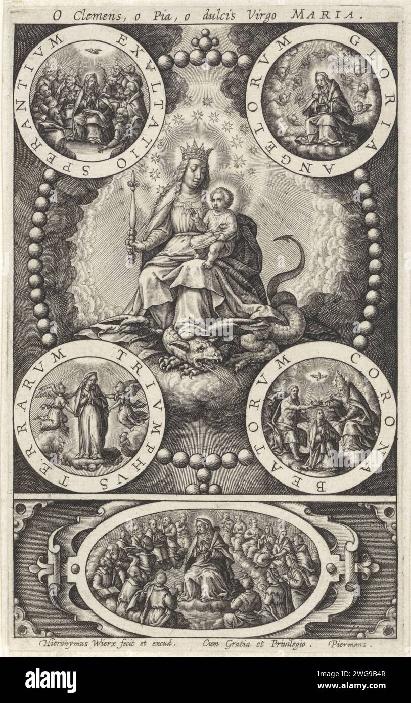 Maria triumphs about evil, Hieronymus Wierix, 1611 - Before 1619 print ...