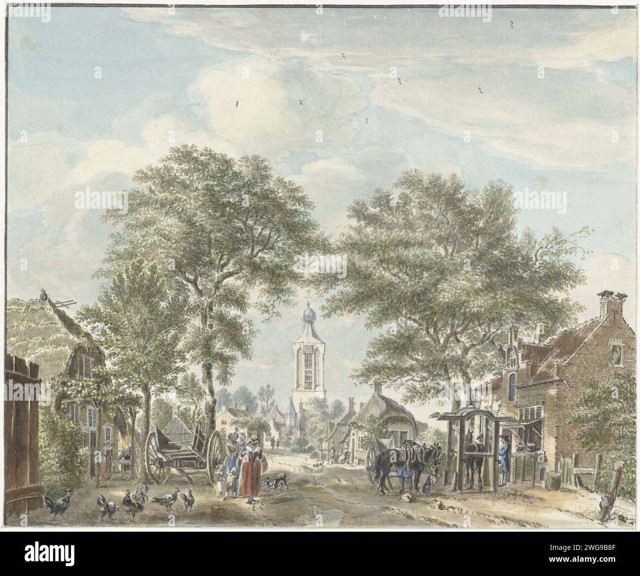 View of Scherpenzeel, Jan de Beijer, 1713 - 1780 drawing paper. deck ...