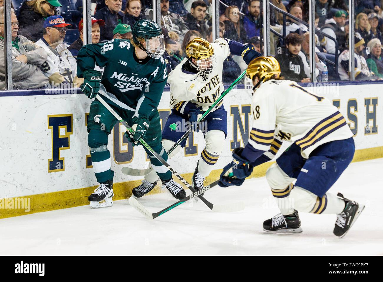 South Bend, Indiana, USA. 03rd Feb, 2024. Michigan State forward Karsen ...