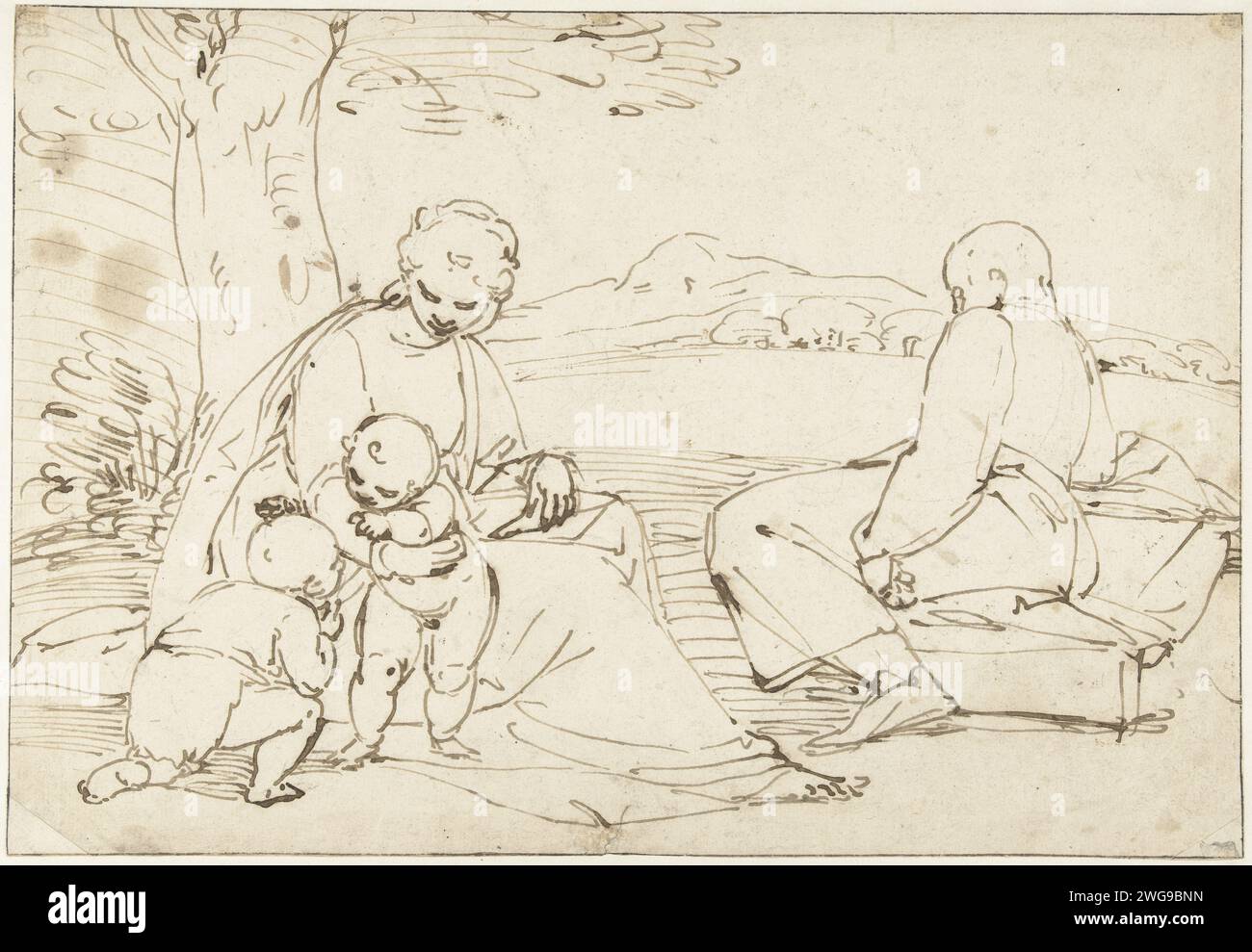 Rest on the Flight into Egypt, Luca Cambiaso, 1537 - 1585 drawing paper ...