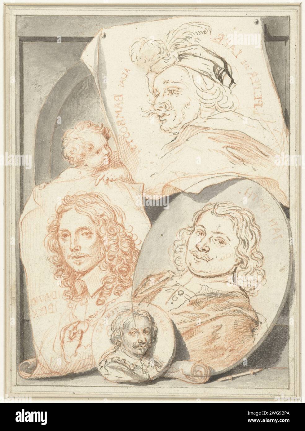 Portraits of Pieter van Laer, David Beck, Jan Both and David Teniers ...