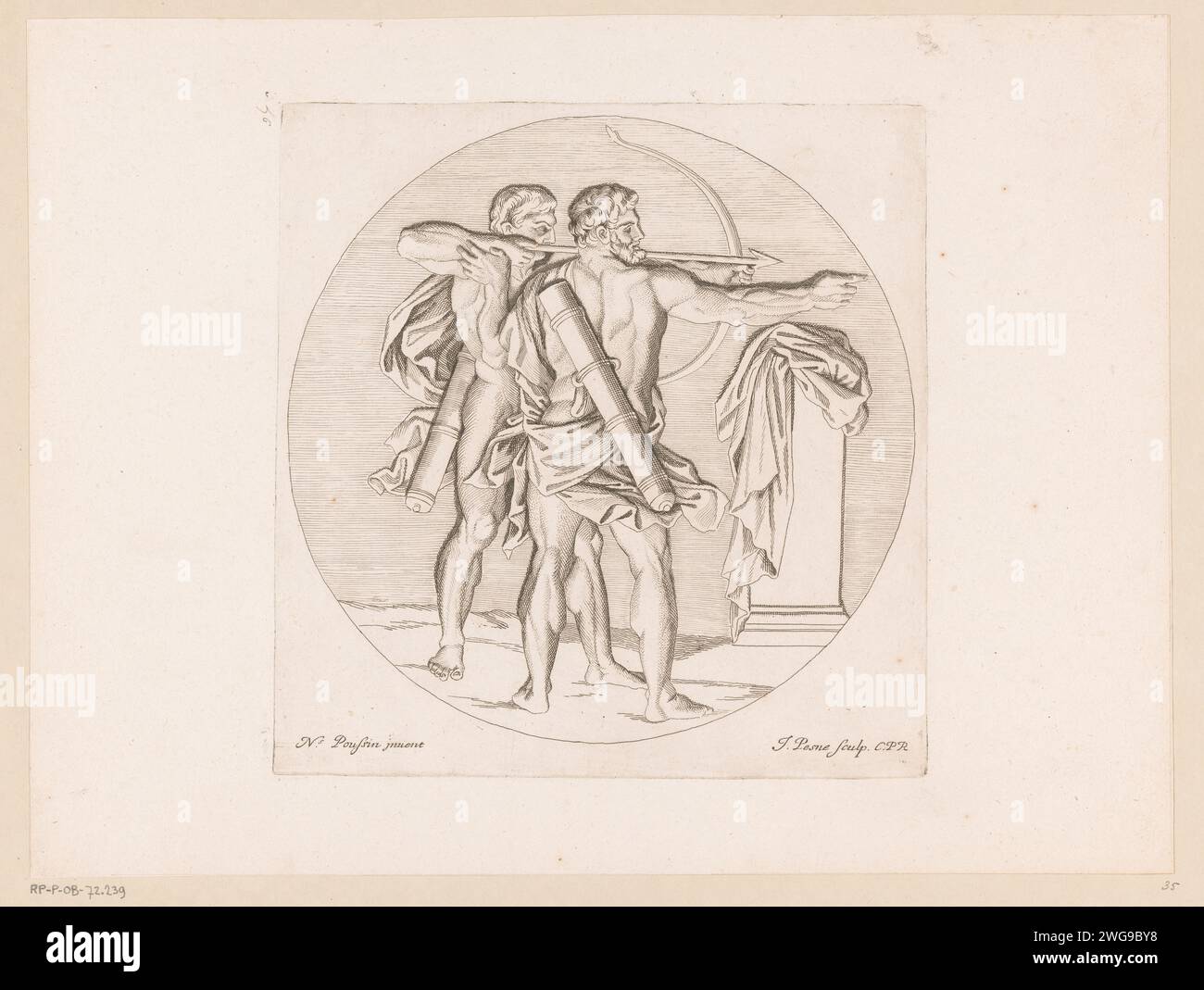 Chiron learns Hercules archery, Jean Pesne, After Nicolas Poussin, 1678 ...
