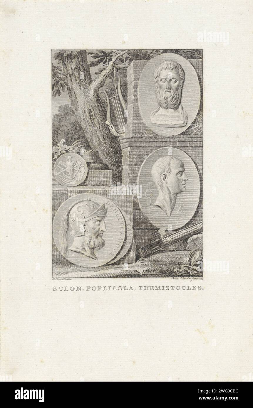Medaillons met Portretten van Solon, Valerius Publicola en themistocles ...