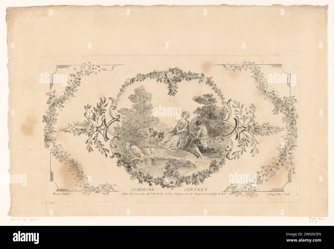 Herderin and musician shepherd in landscape, Louis Crépy, After Jean ...