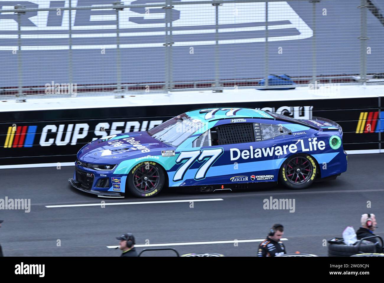 LOS ANGELES, CA - FEBRUARY 03: Carson Hocevar (#77 Spire Motorsports ...