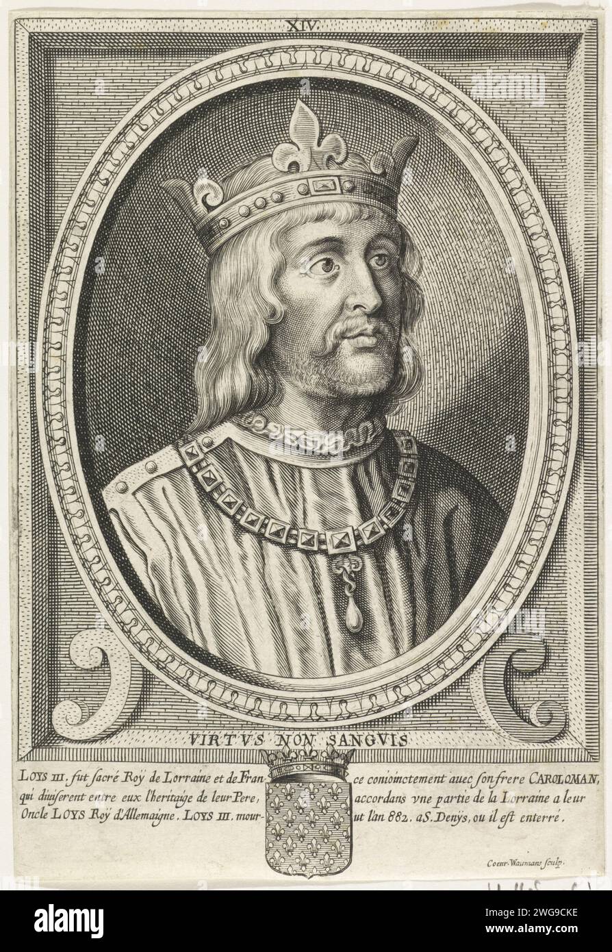 Portrait of Louis III, King of France, Coenraet Waumans, 1662 print ...