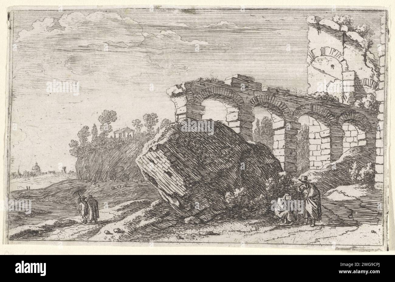 Ruin with four arches, Herman van Swanevelt, 1629 - 1655 print Walkers ...