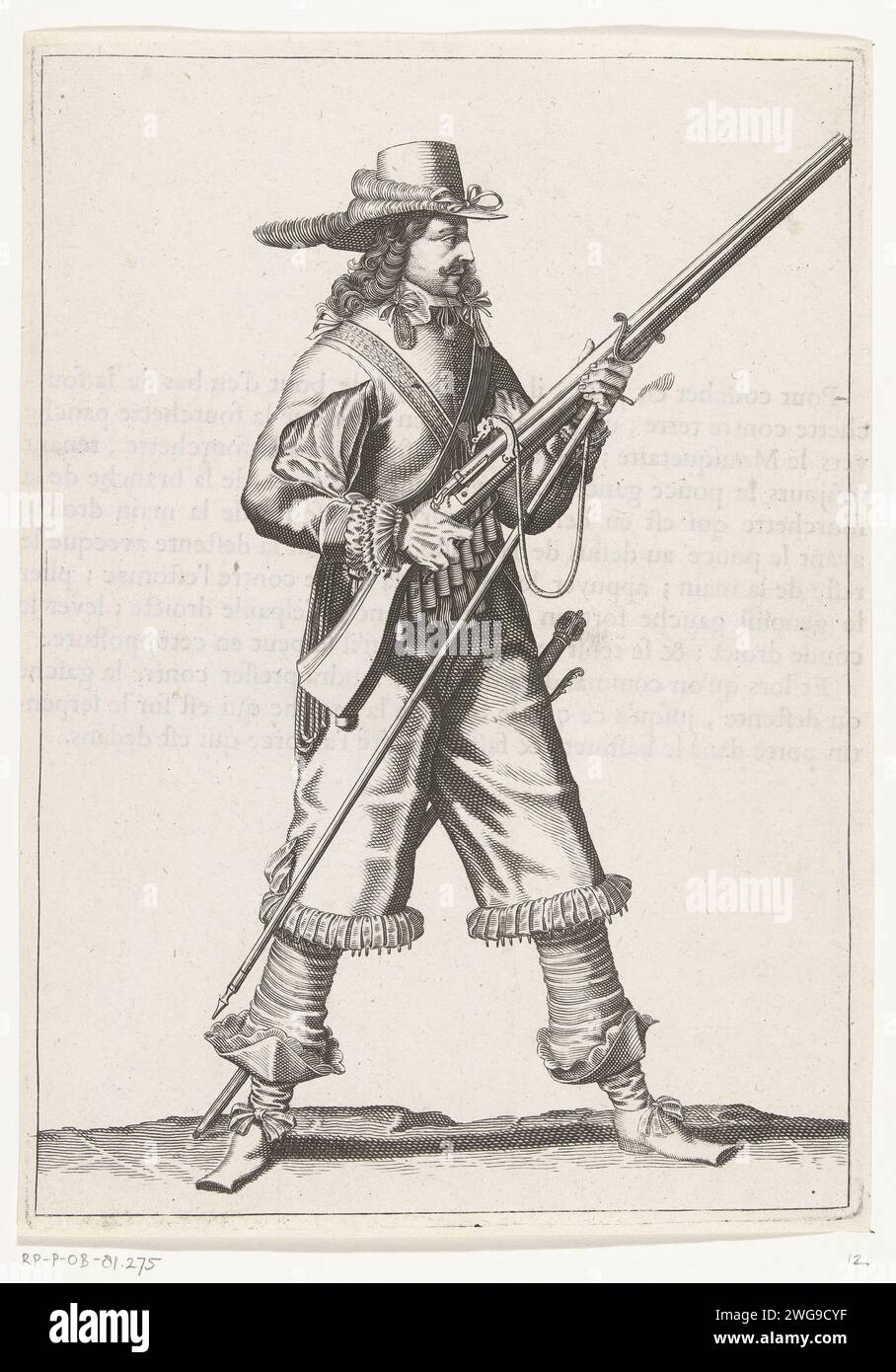 Soldier who places his Furket under his musket, ca. 1645, 1645 - 1647 ...