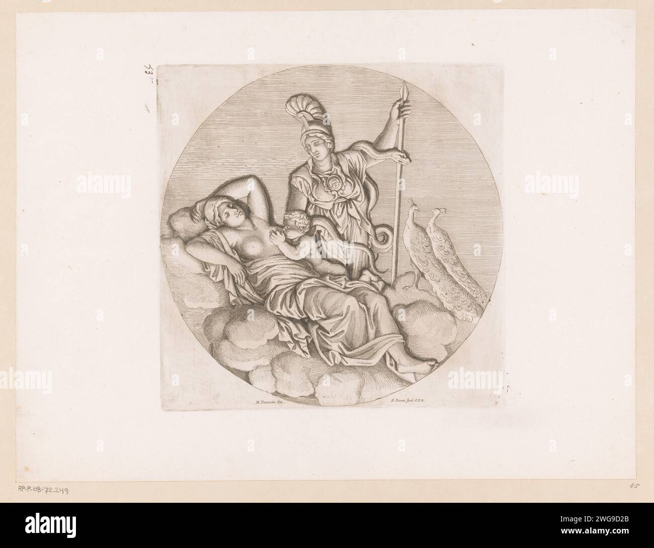 Juno at Sleeping Hebe, Jean Pesne, After Nicolas Poussin, 1678 print ...