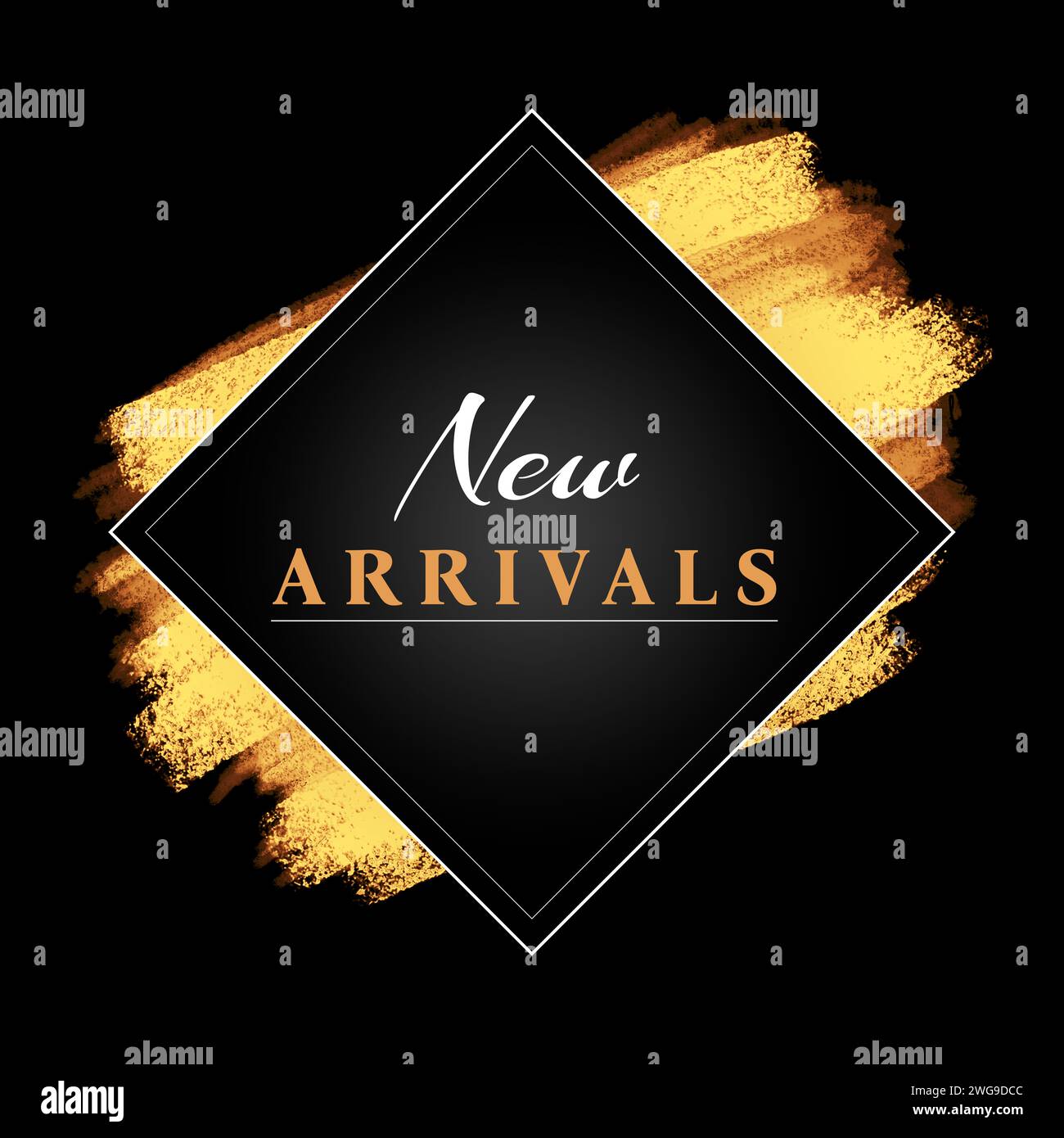 New arrivals flyer design with text on black background Stock Photo - Alamy