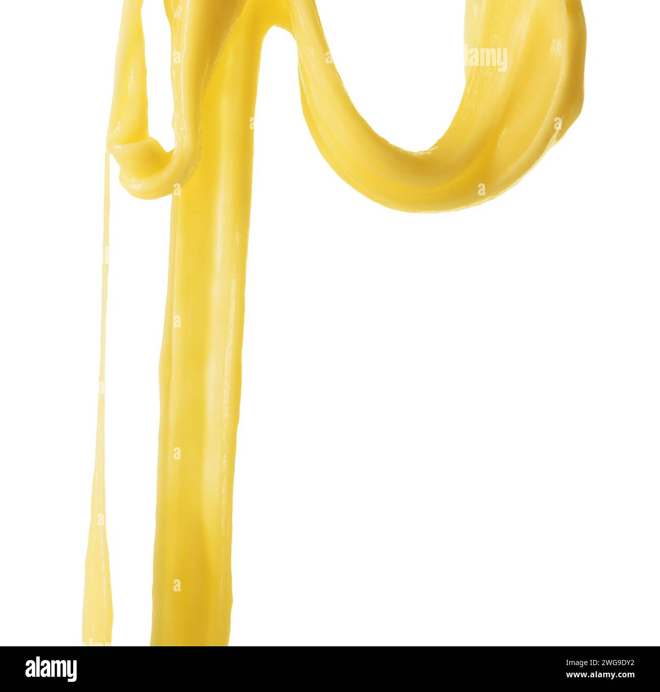 Stretching delicious melted cheese isolated on white Stock Photo - Alamy