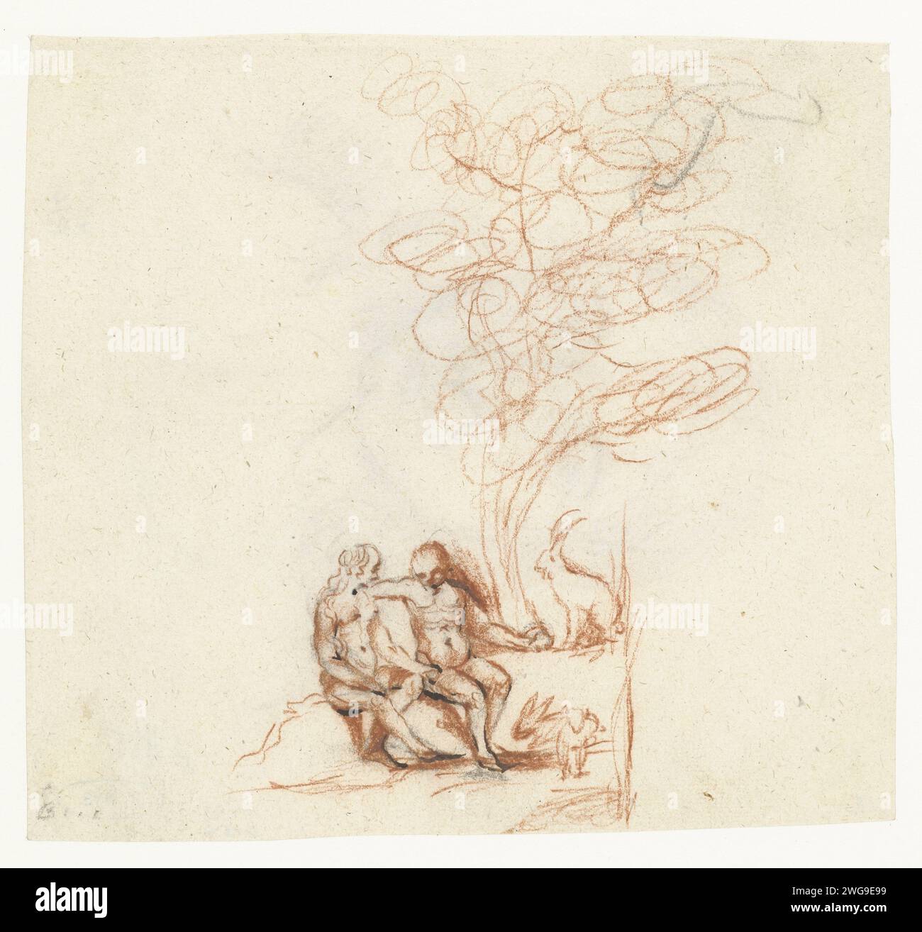 Adam en Eva, in or after c. 1653 - before c. 1660 drawing Zwolle paper ...