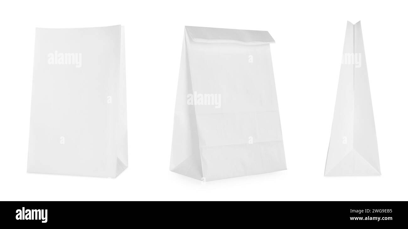 Closed paper bags isolated on white, set Stock Photo - Alamy