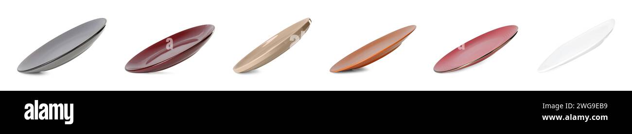 Different clean plates isolated on white, set Stock Photo - Alamy