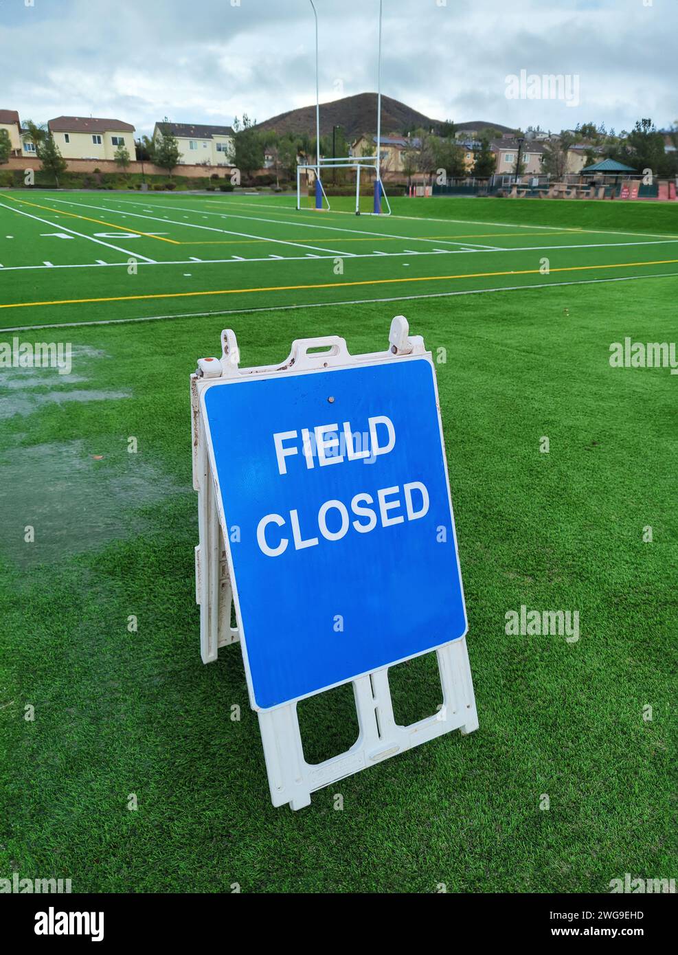 Field closed sign, athletic field closed due to flooding Stock Photo ...