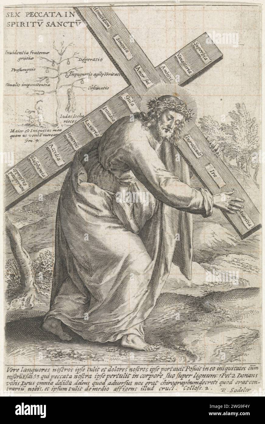 Christ wears the cross with the sins of the world, Raphaël Sadeler (II ...