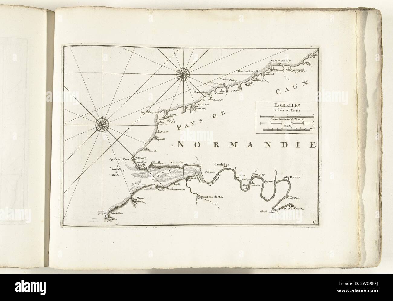 Map of the French coast between Dieppe and Honfleur, ca. 1702, 1702 ...