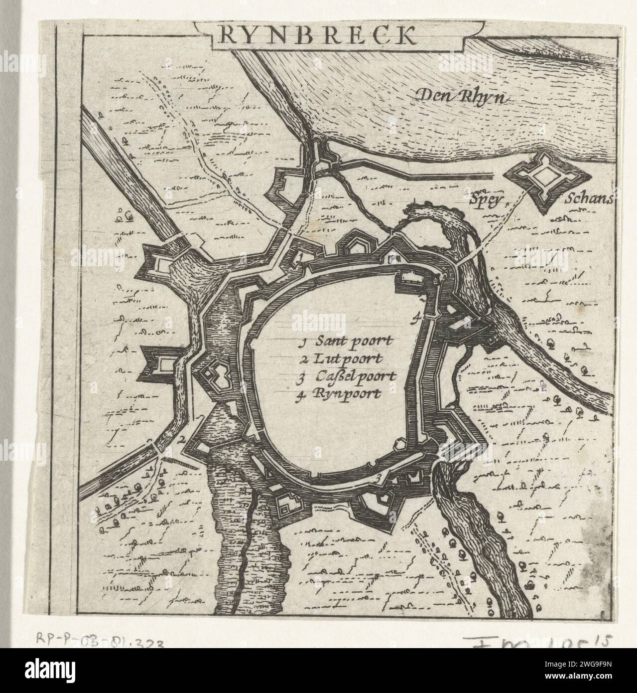 Map of Rijnberg, 1631-1632, 1632 - 1649 print Map of Rijnberg. With the ...