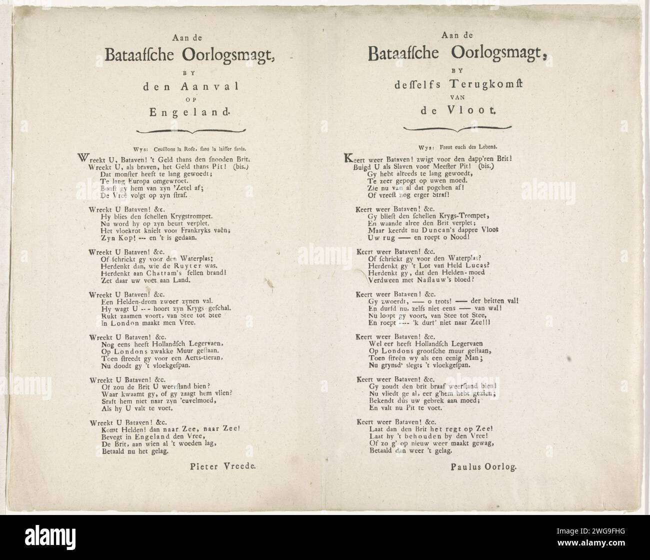 Two verses on the Battle of Kamperduin, 1797, Pieter Vreede, 1797 ...