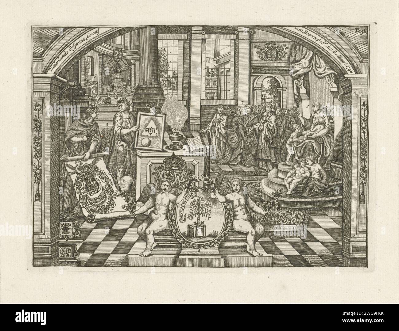 Allegory at the birth of the Prince of Orange, 1748, 1748 print ...