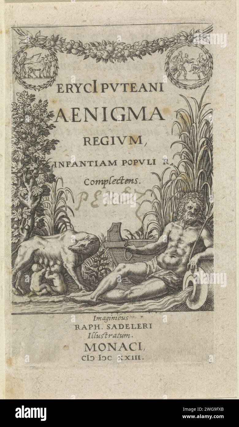 River god Tiber and the Lupa Romana, Raphaël Sadeler (II), 1623 print ...