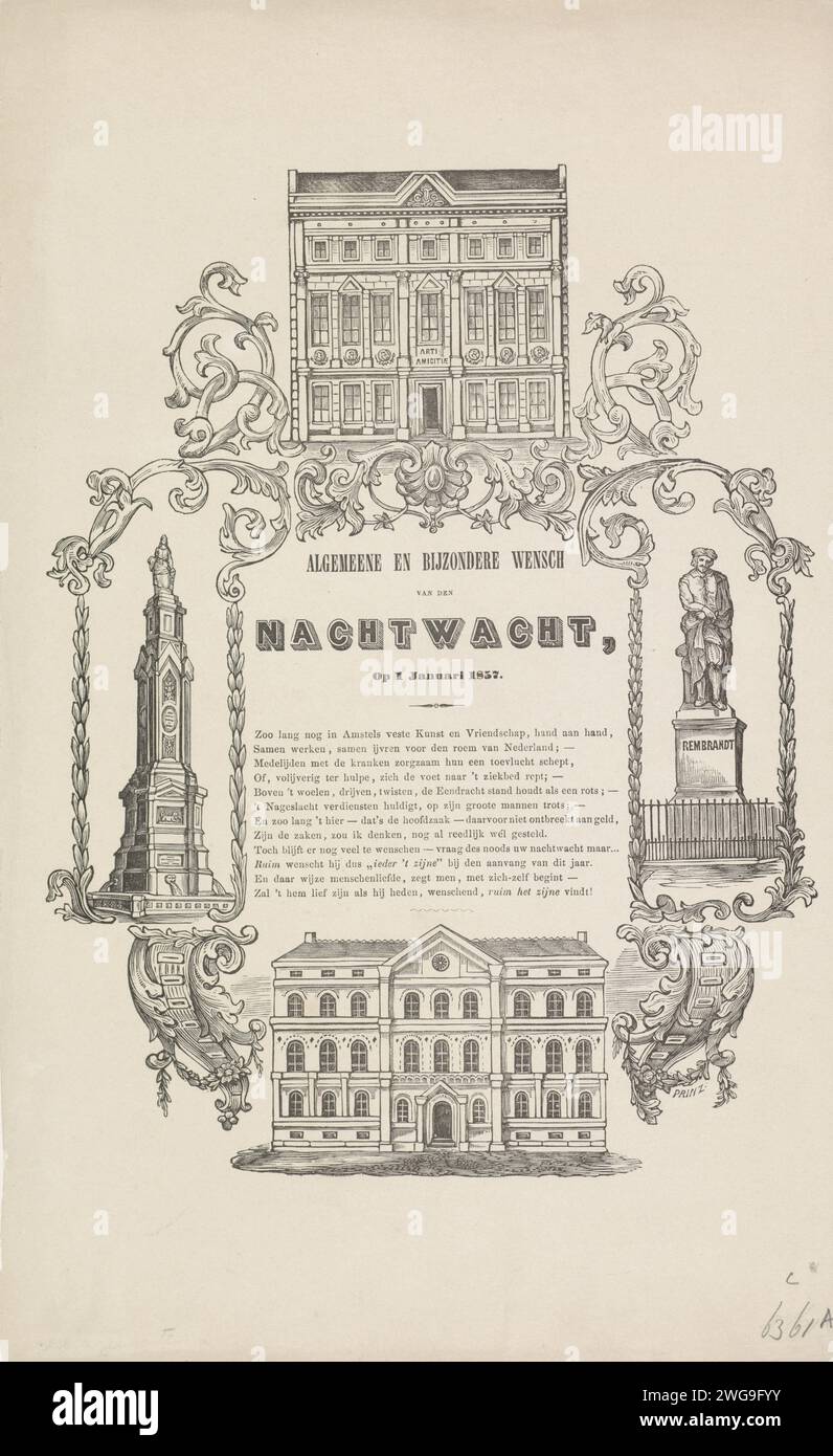 New Year's wish from the Amsterdam Night Watch for the year 1857 ...