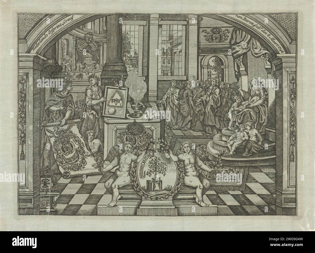 Allegory at the birth of the Prince of Orange, 1748, 1748 print ...